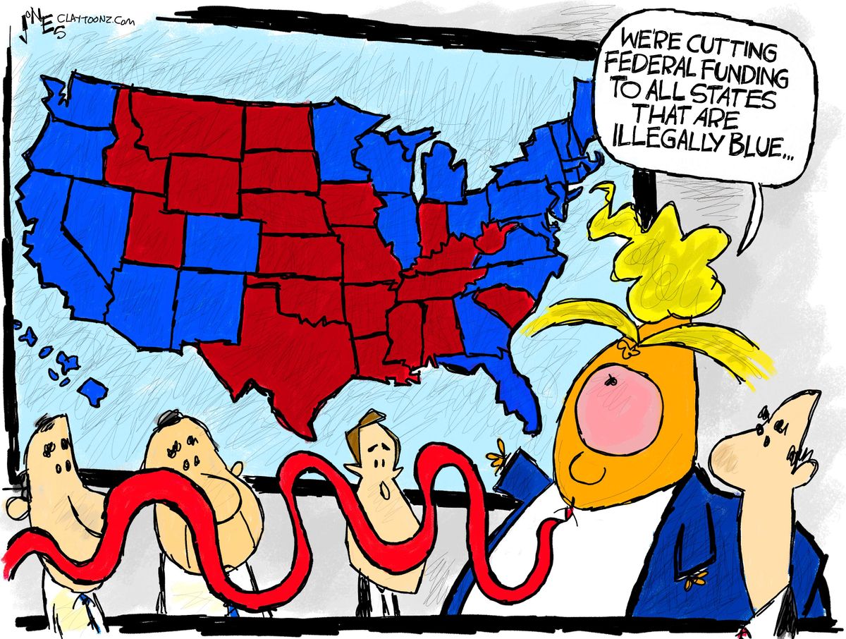 Political Cartoon U.S. Trump funding blue states | The Week