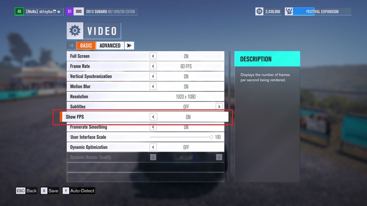 How to enable the frame rate counter in Forza Horizon 3 for Windows 10 ...
