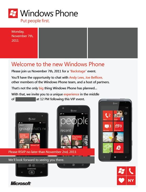 Microsoft holding Windows Phone event in NYC on Nov 7th--we'll be there ...