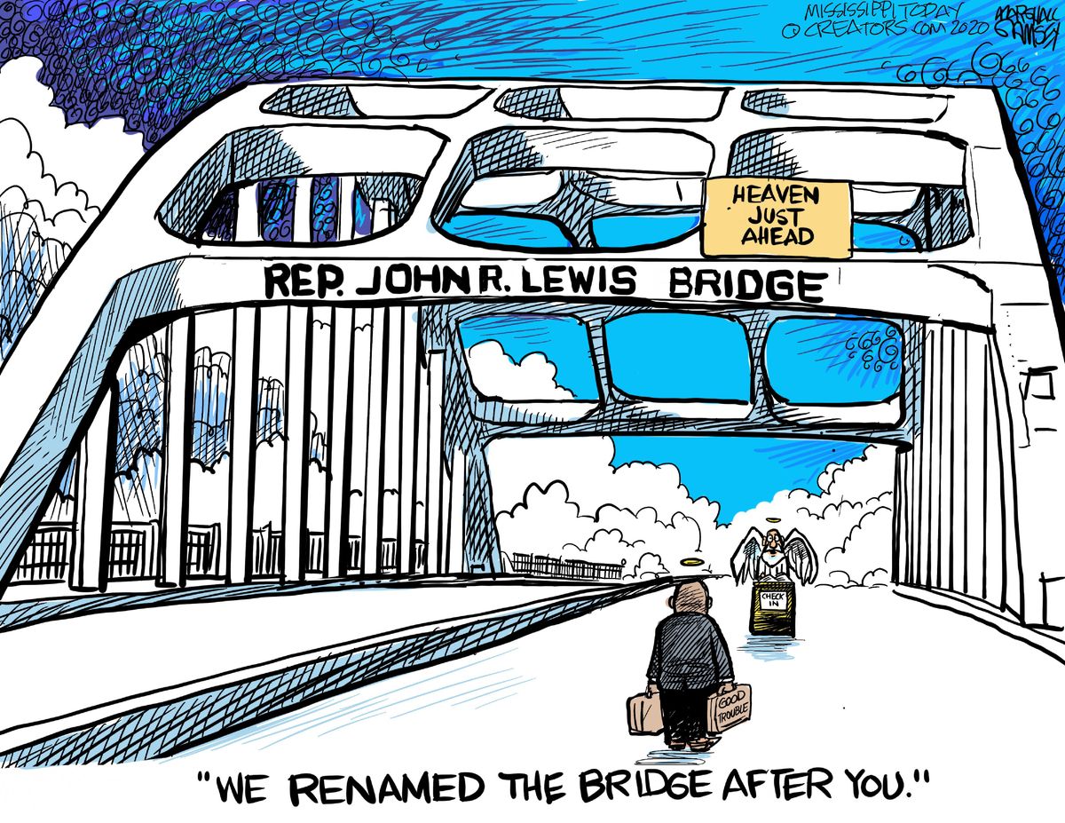 Editorial Cartoon U.S. John Lewis RIP Edmund Pettus Bridge renamed ...