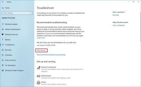 How to use Recommended Troubleshooting on Windows 10 May 2019 Update ...