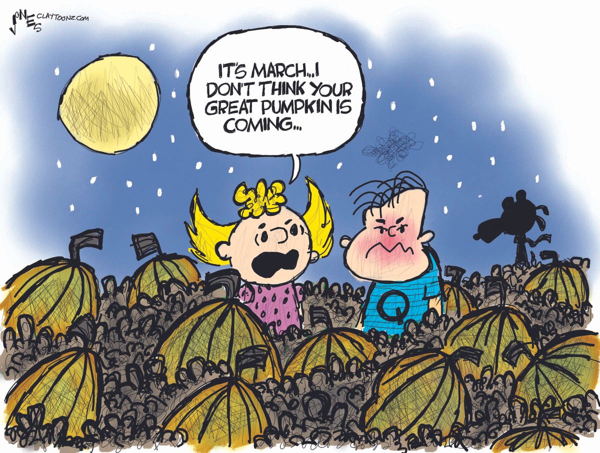 Editorial Cartoon U.S. qanon trump peanuts great pumpkin | The Week