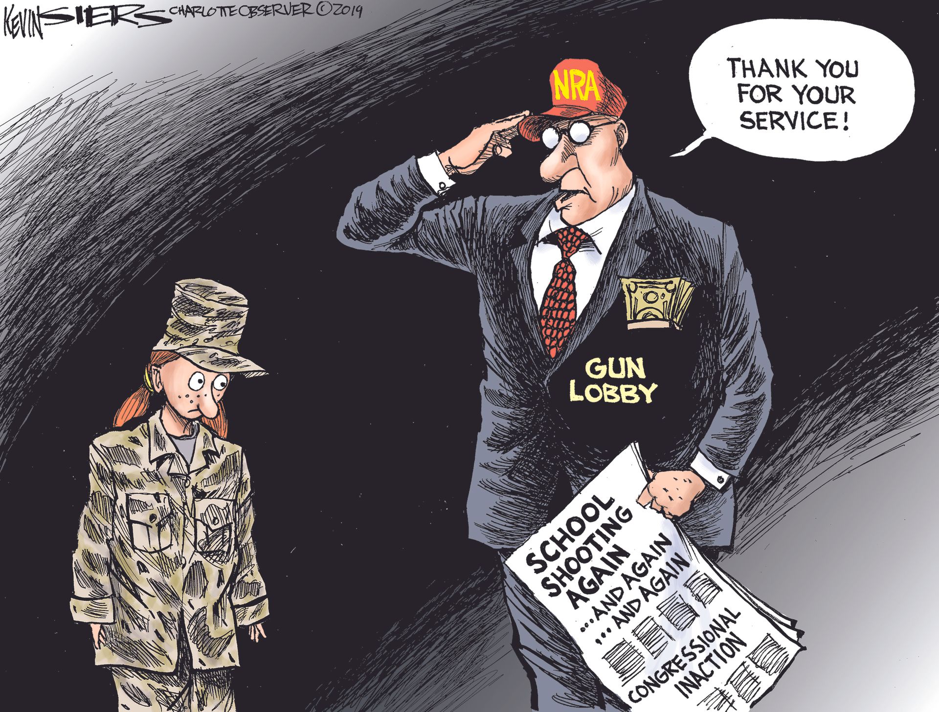 Political Cartoon U.S. NRA gun violence school shootings congressional ...