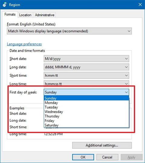 How to change the first day of the week in Windows 10's calendar ...