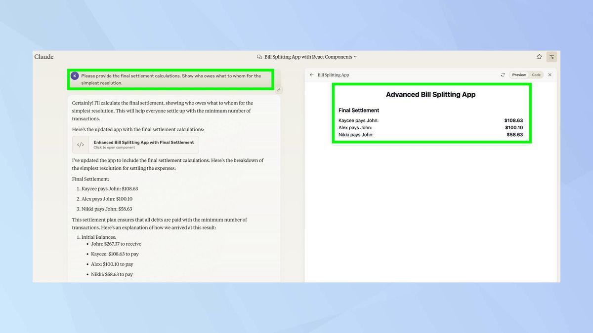 With Claude you can create a custom check-splitting app | Tom's Guide