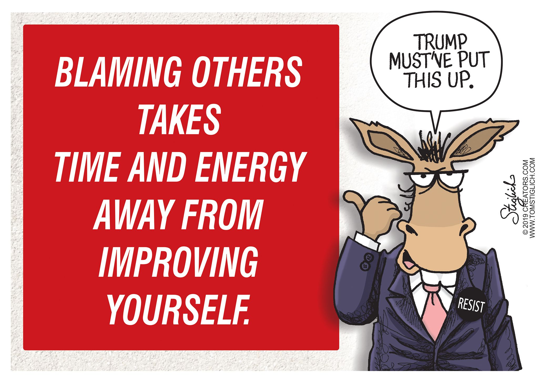 Political Cartoon U.S. Trump Blaming Others Self Improvement Democrats ...