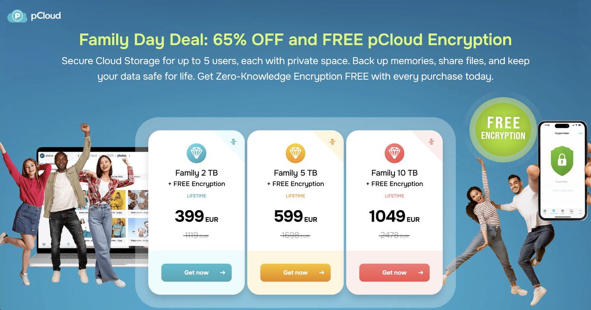 Looking for more cloud storage? pCloud is offering its Family Lifetime Plan for 65% off plus ...