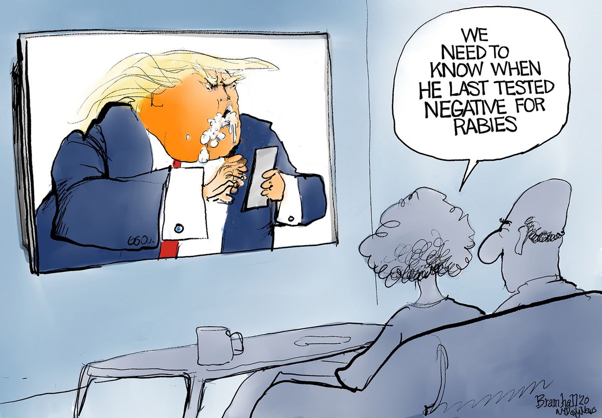 Political Cartoon U.S. Trump Twitter COVID rabies | The Week