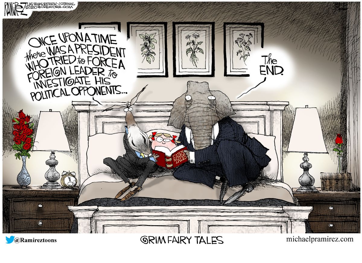 Political Cartoon U.S. Dems and GOP read bedtime story Trump ...