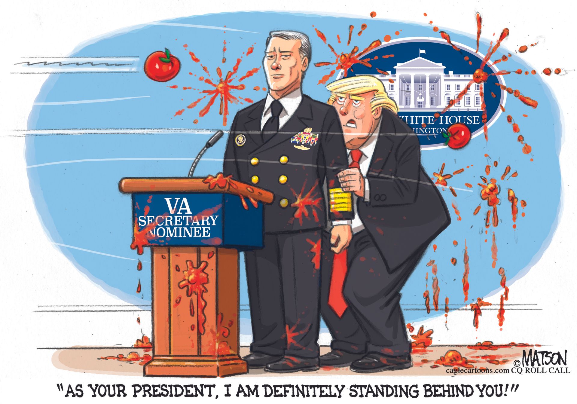 Political cartoon U.S. Trump Ronny Jackson VA | The Week