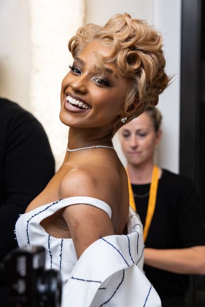 Tyla Reimagines the Pinstripe Shirt as a Sultry Jacquemus Gown at the ...