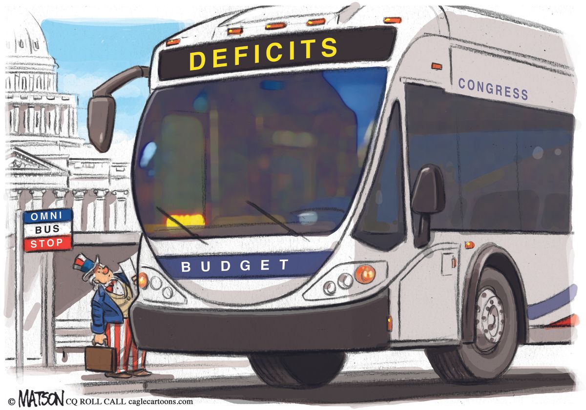 Political cartoon U.S. congress deficit spending deal budget omnibus ...