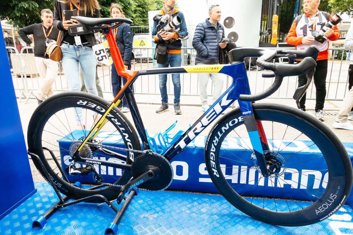 Mads Pedersen's unreleased new Trek, fresh from the finish line of the ...