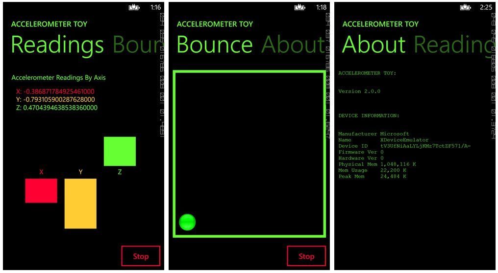 Check your Windows Phone 8 motion sensor with Accelerometor Toy ...