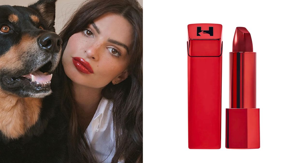 Emily Ratajkowski's Latest Lip Combo Is Red and Shiny | Marie Claire