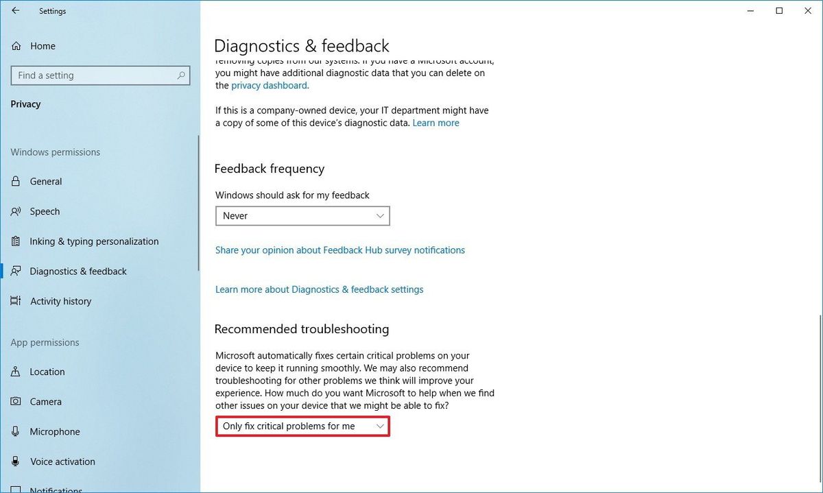 How to use Recommended Troubleshooting on Windows 10 May 2019 Update ...