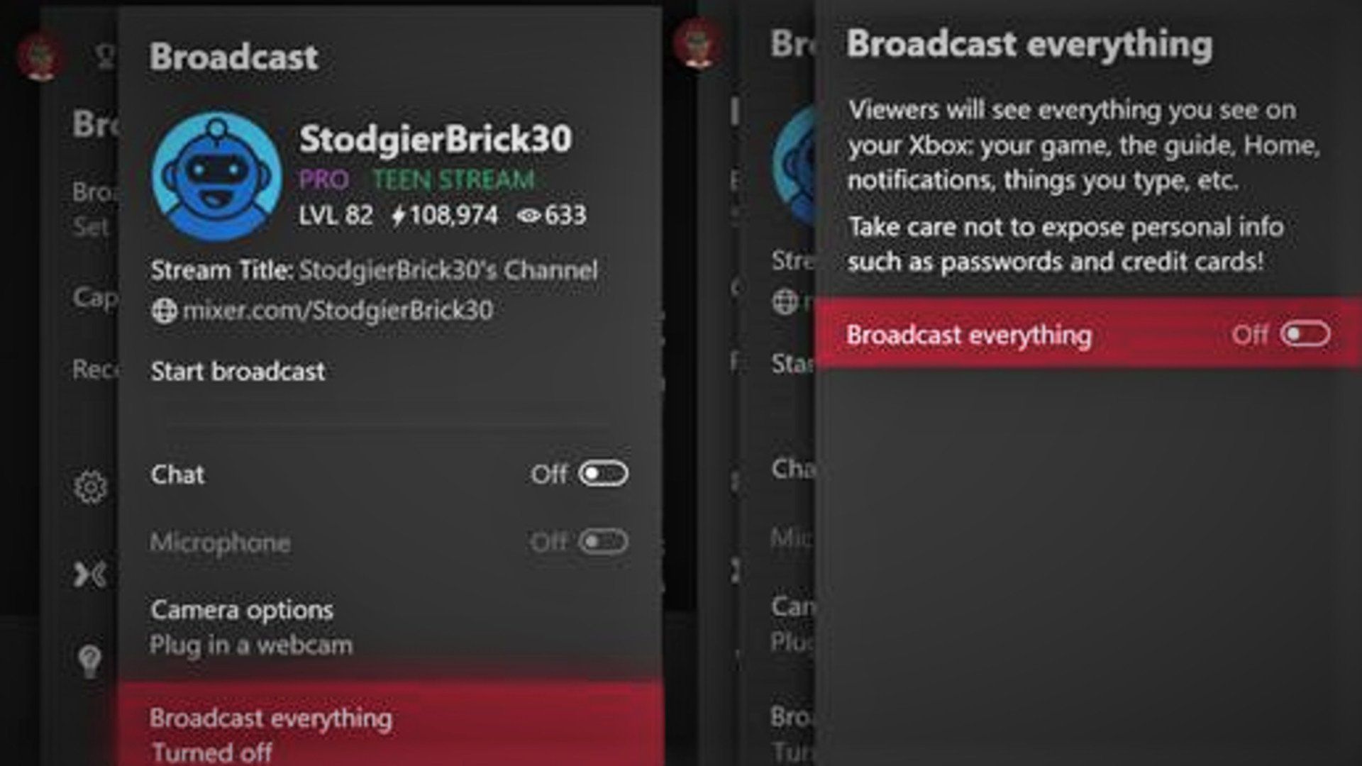 Mixer Broadcast Xbox One Fortnite