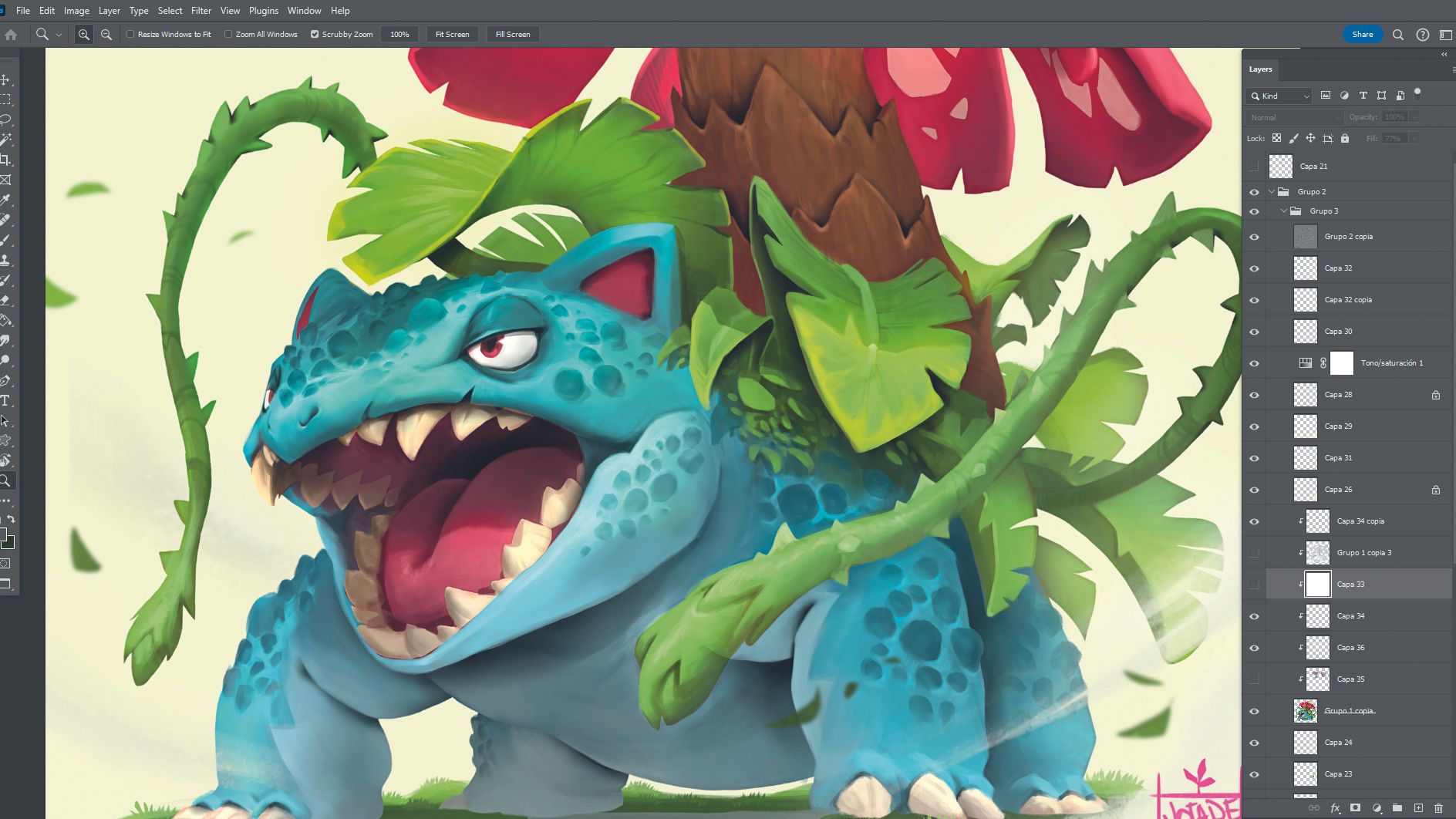 Realistic Bulbasaur Drawing