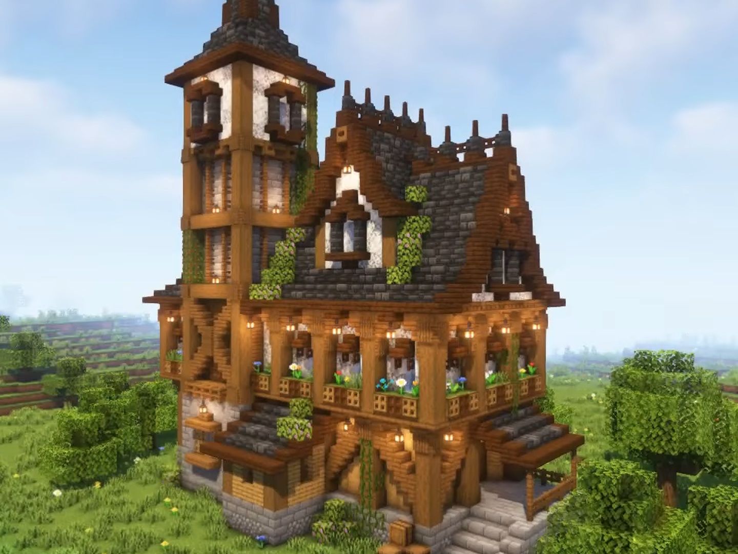 Minecraft Blueprints Layer By Layer Mansion Minecraft