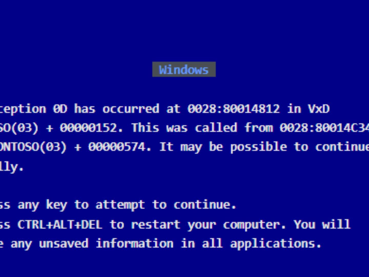 Classic Windows 31 Bsod