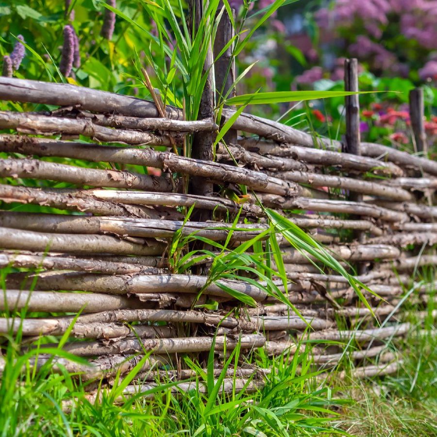 Wattle Fence Around Garden