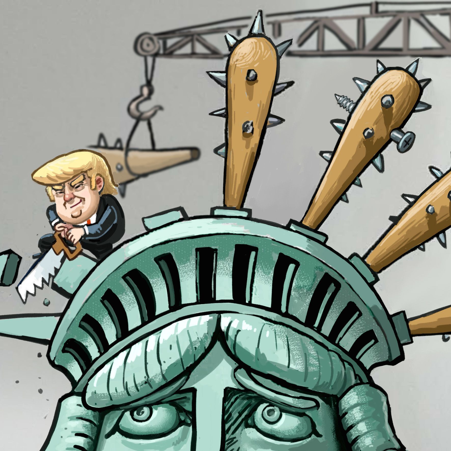18 Donald Trump Cartoons Featuring The Statue Of Liberty