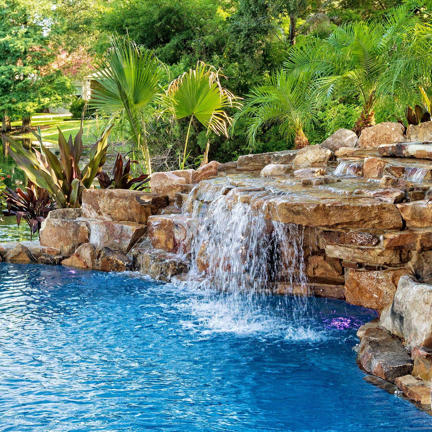 Simple Swimming Pool Waterfalls Hidden Features Of Pools With