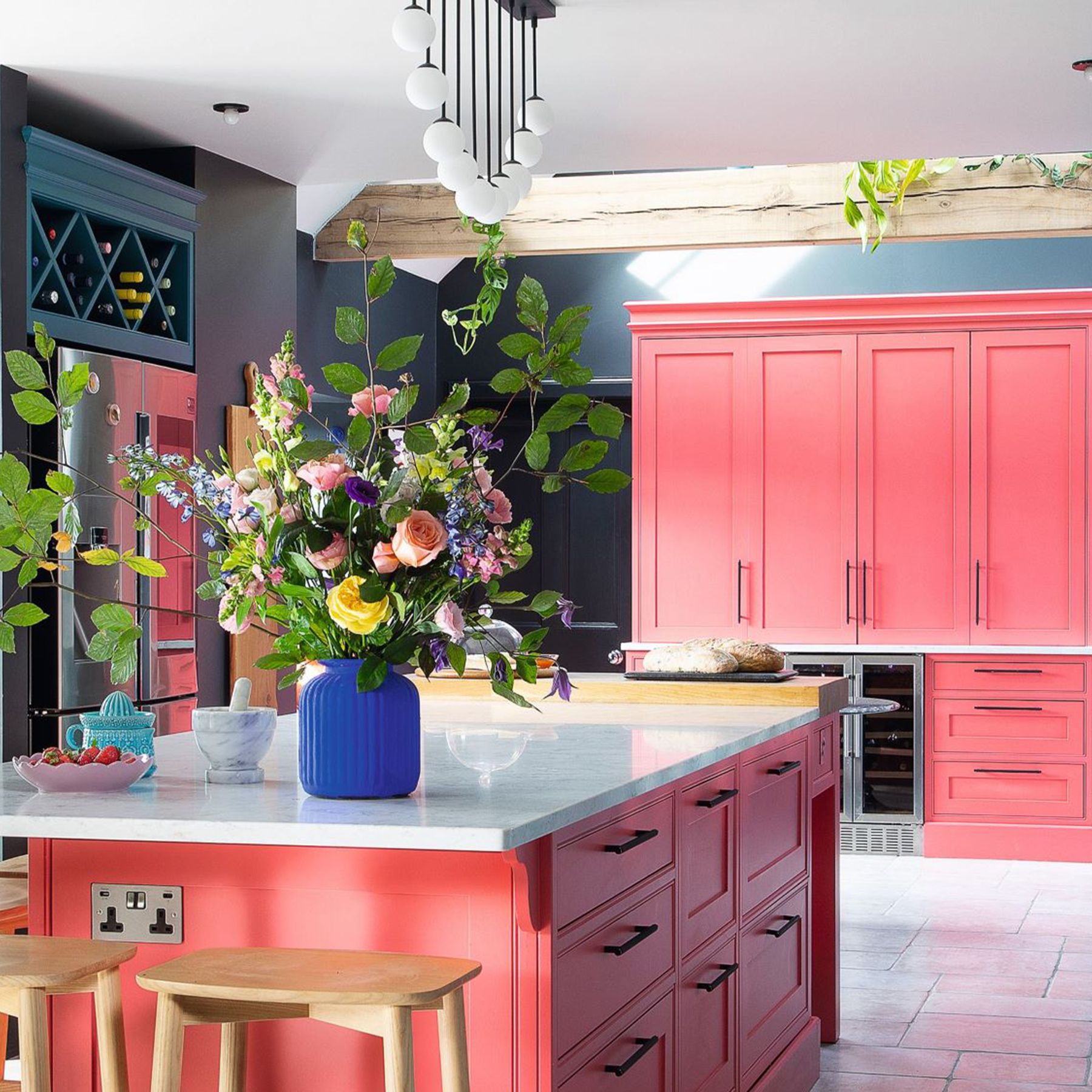 Red Chalk Paint Kitchen Cabinets