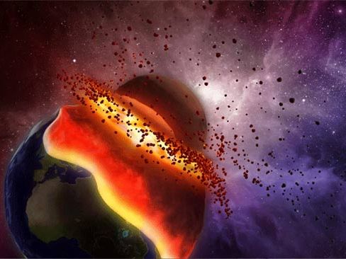 Planet Crashing Into Earth Animation