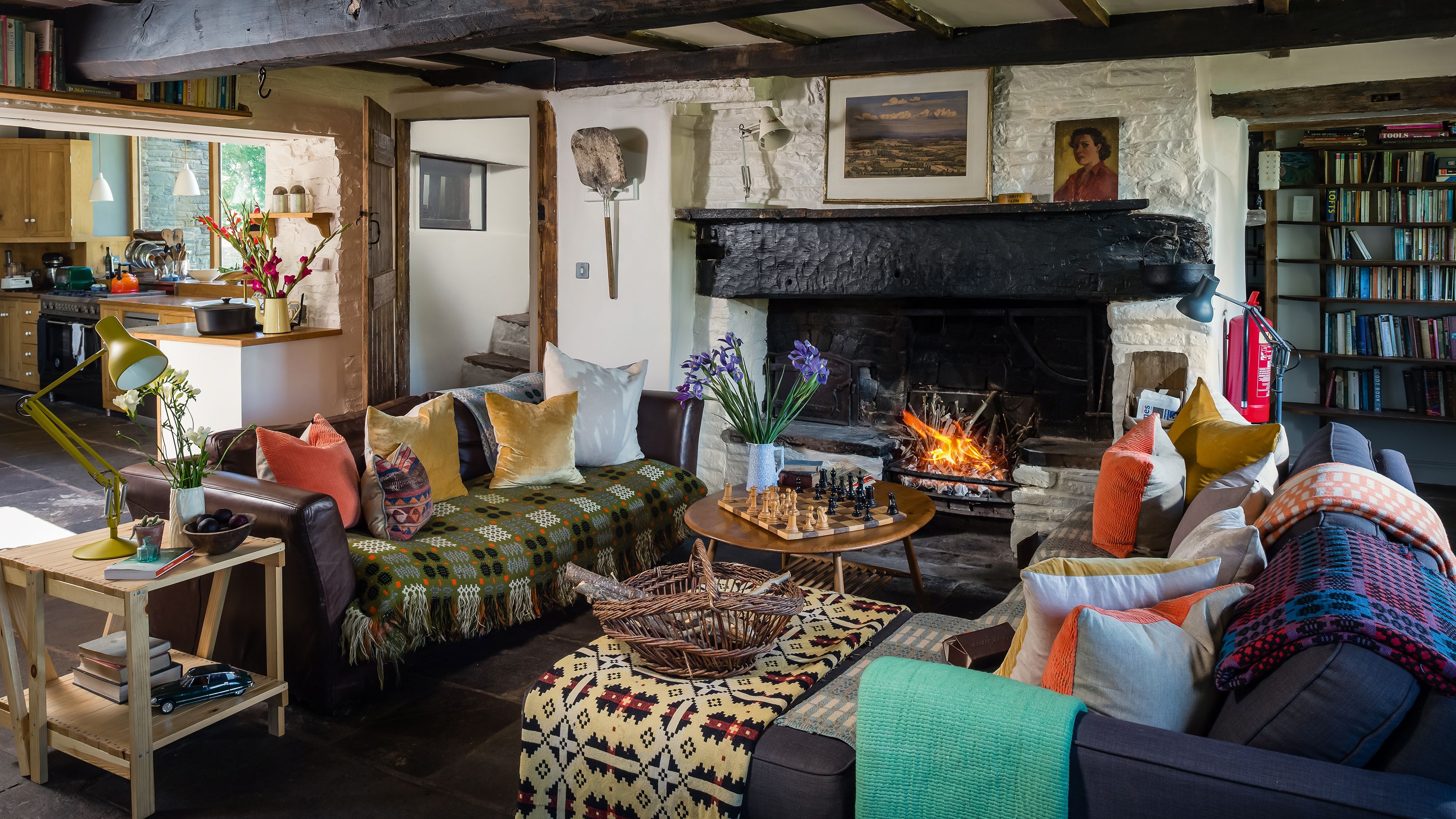 Old Living Room With Fireplace