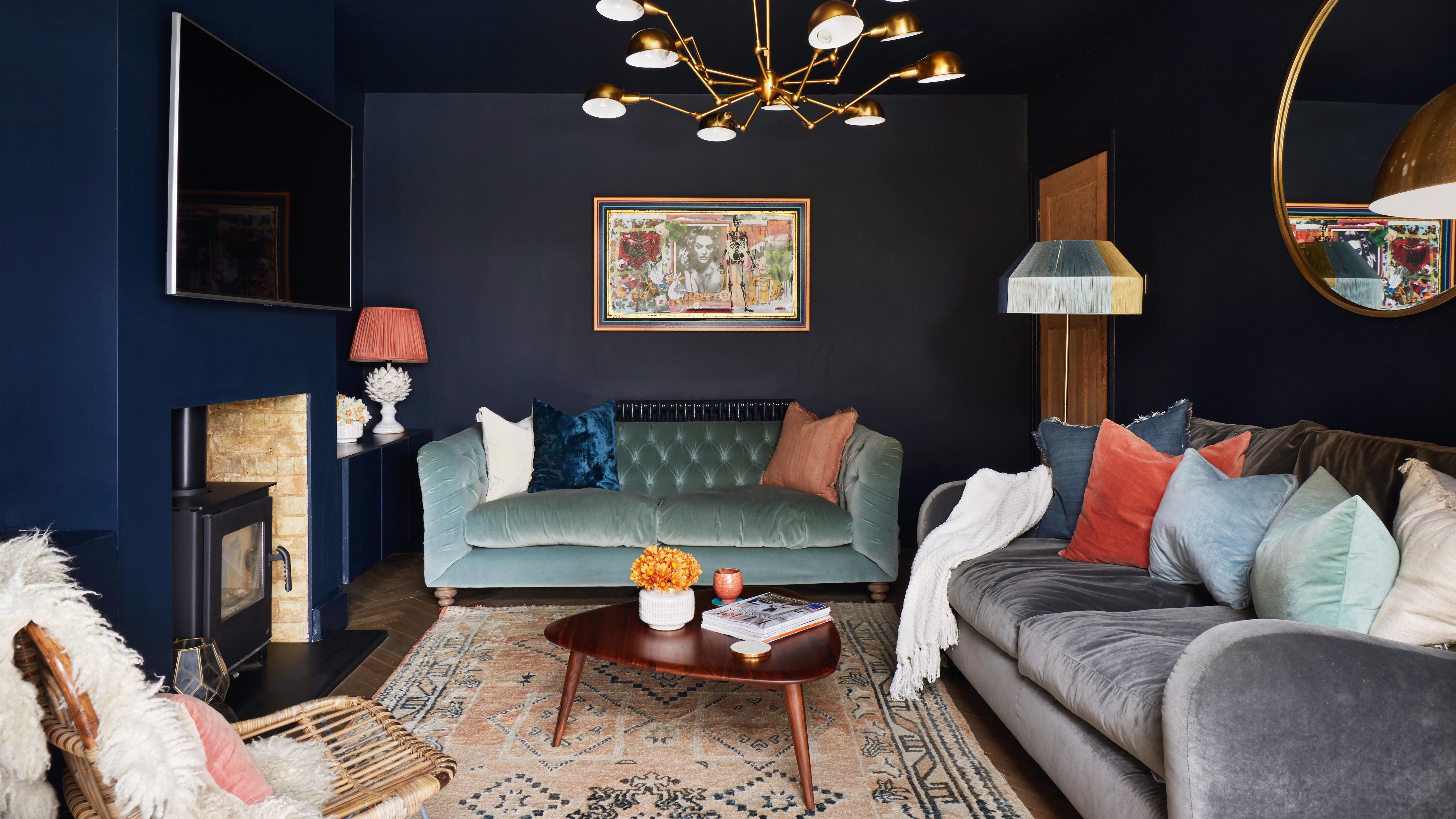 Modern Living Rooms With Blue Walls 50 Blue Room Decorating Ideas