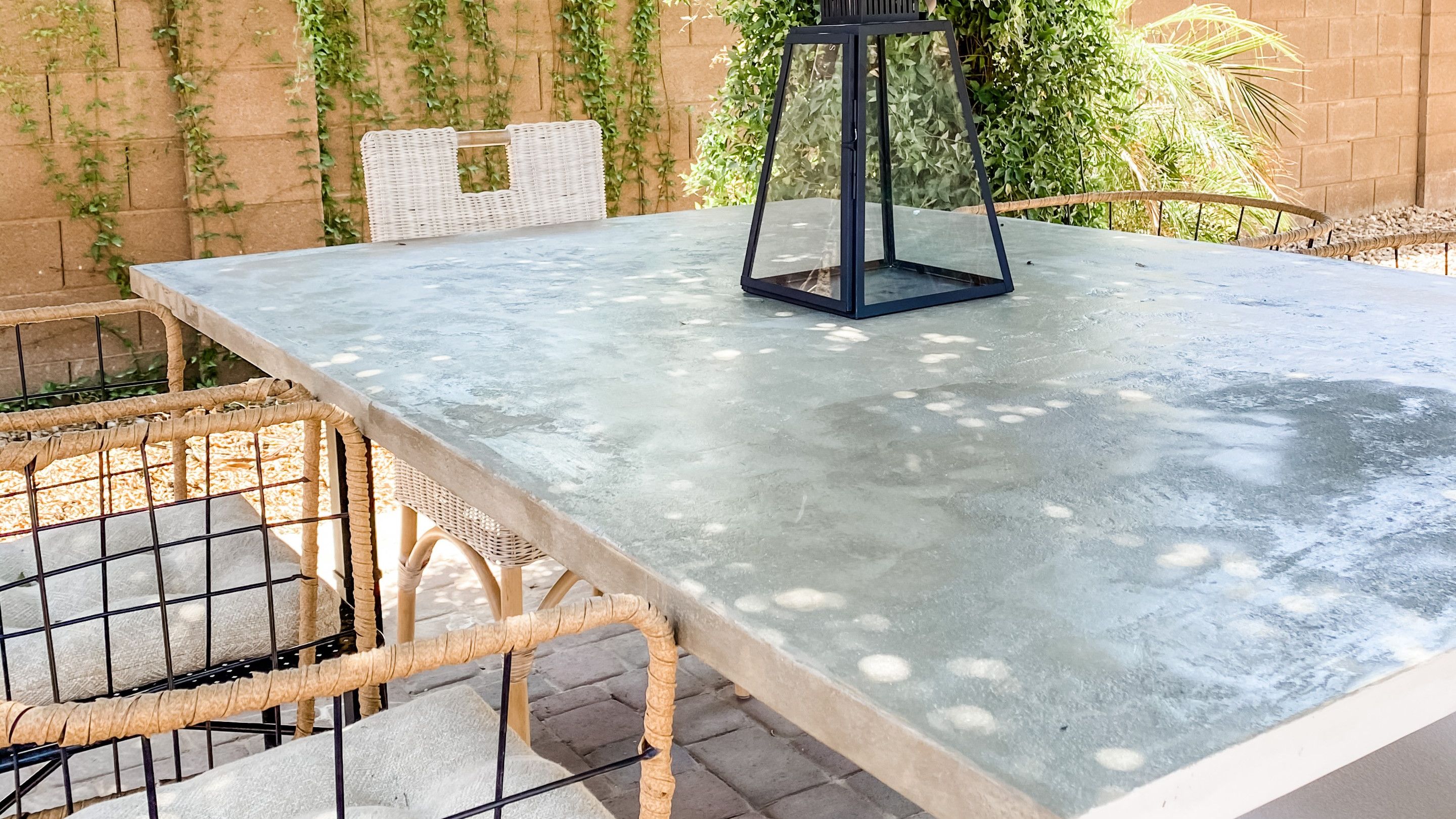 Homemade Brick Concrete Table
