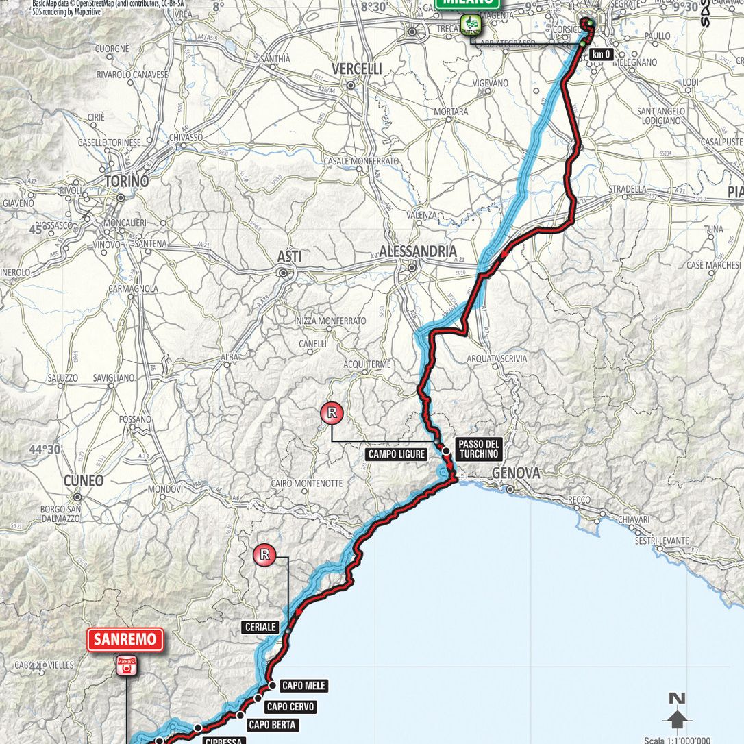 Milan San Remo Race Route Maps Milan – San Remo, The Key Climbs