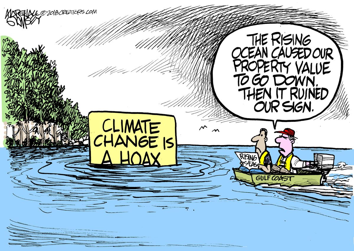 Editorial cartoon U.S. Gulf Coast climate change hoax rising ocean ...