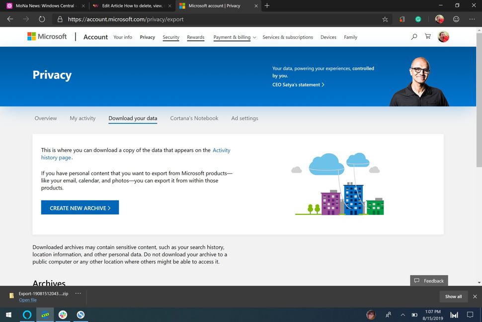 How to view, download or delete your personal data that Microsoft ...