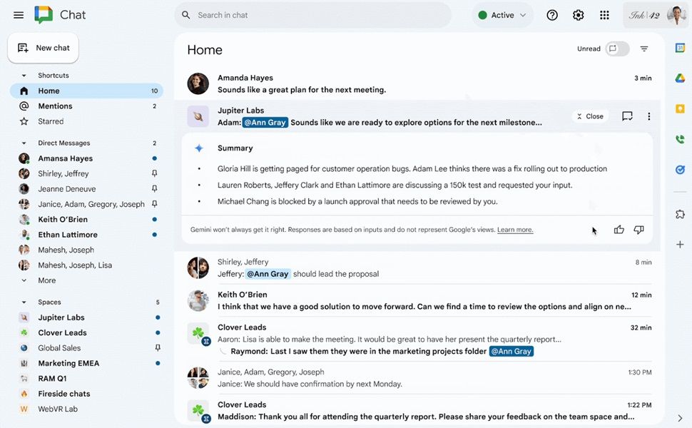 Google Chat's Gemini update gives you all the deets before opening a ...