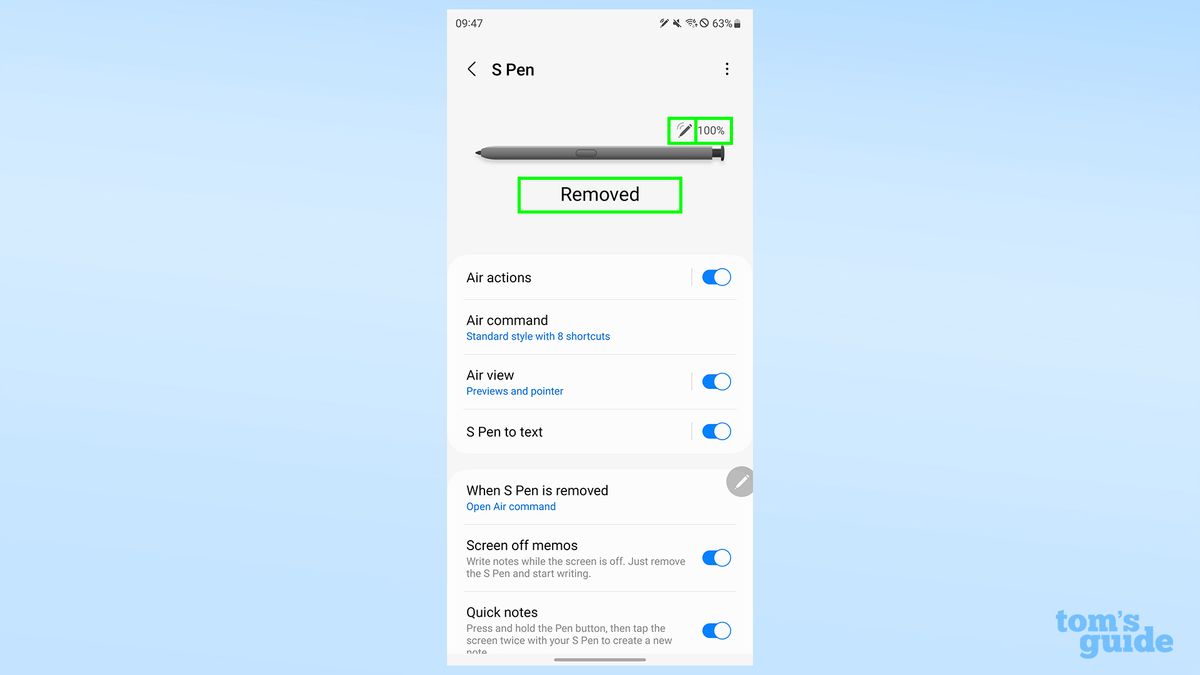 How to change Samsung Galaxy S23 Ultra S Pen settings | Tom's Guide