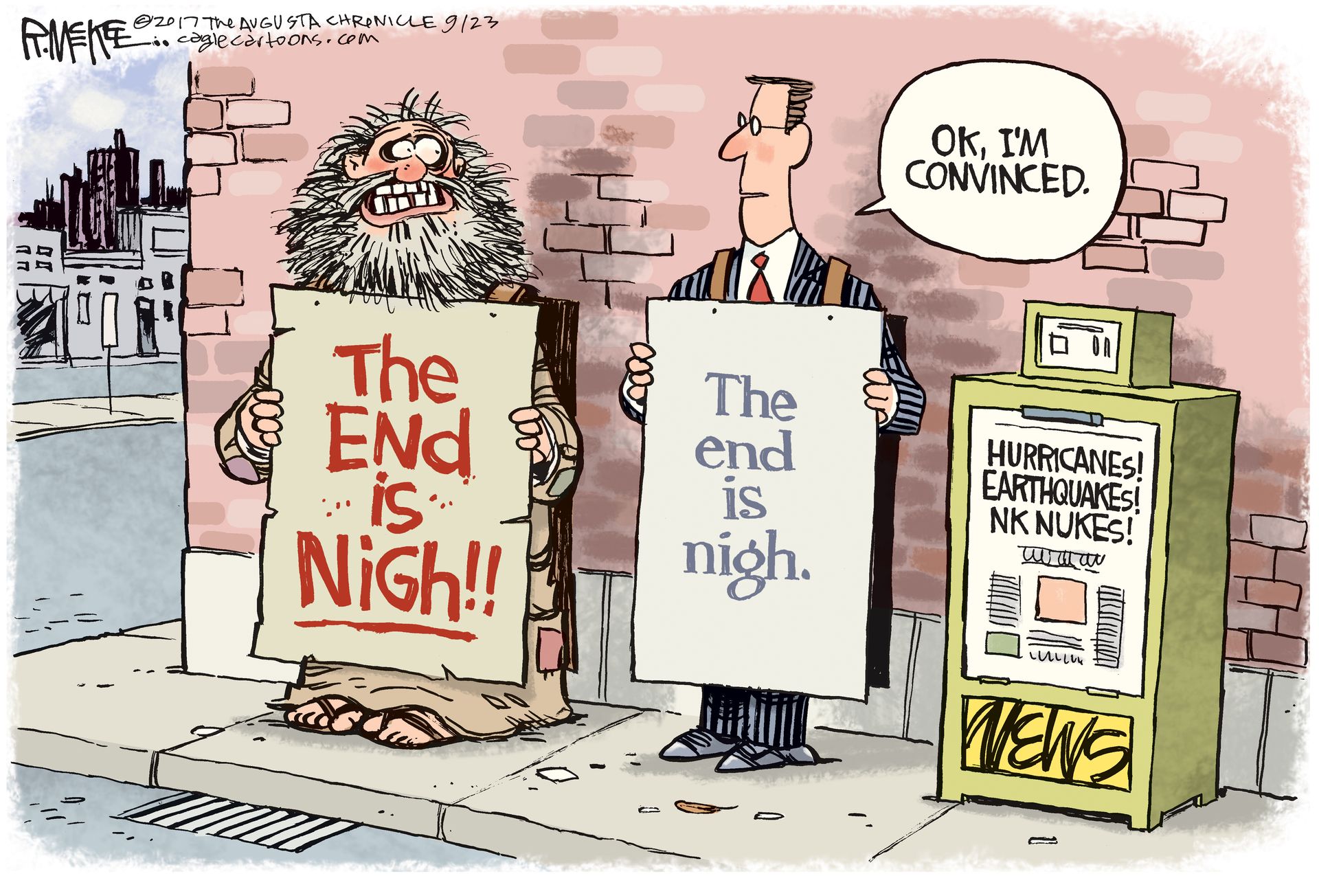 Political cartoon U.S. hurricanes earthquake nuclear weapons | The Week