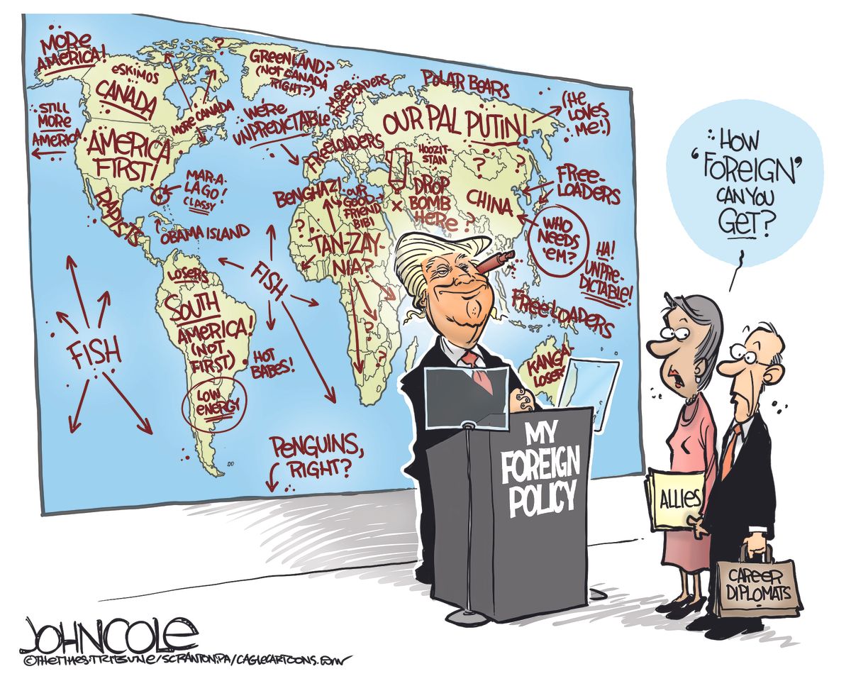 Political Cartoon U.S. trump Foreign Policy 2016 | The Week