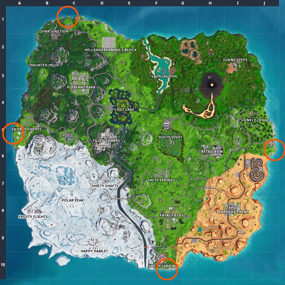 Fortnite: visit the furthest North, South, East, and West points of the ...