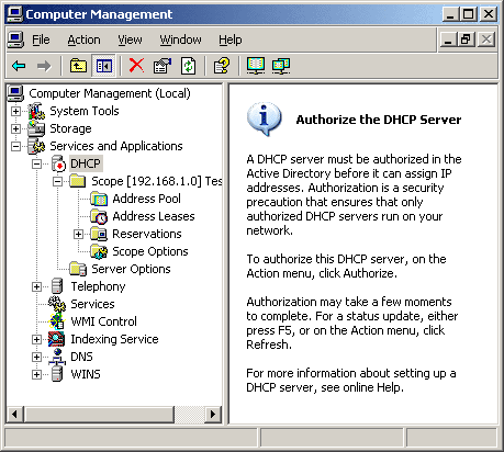 DHCP Server Installation, Continued - Your Own Server Part 2: Windows Server 2003 Installation ...