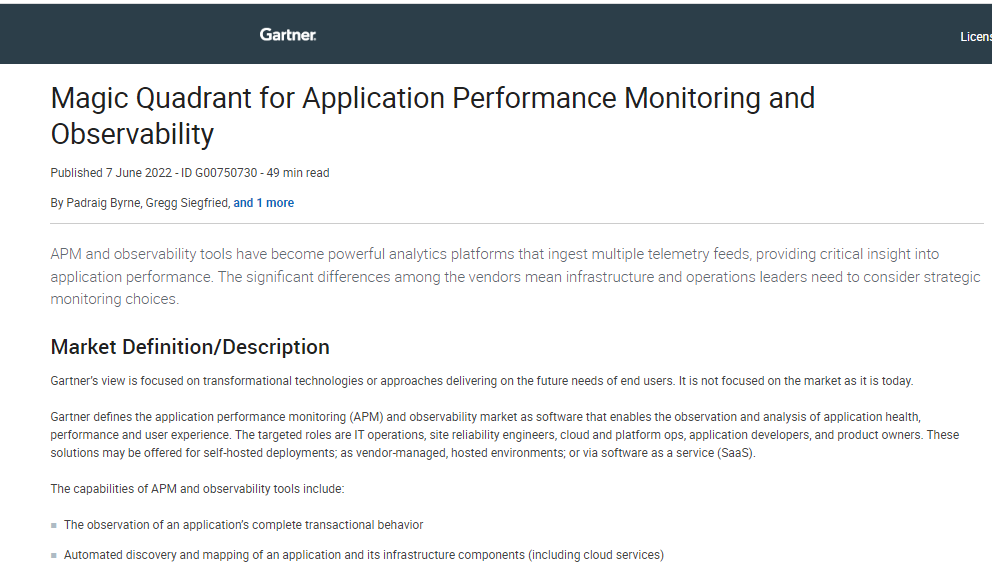 Magic quadrant for application performance monitoring and observability ...