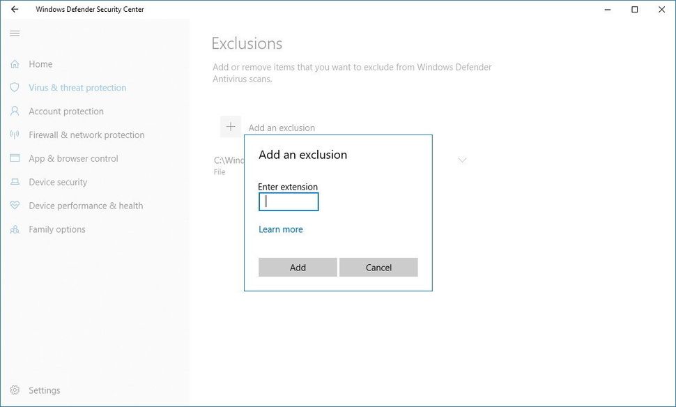 How to exclude files and folders from Windows Defender Antivirus scans ...