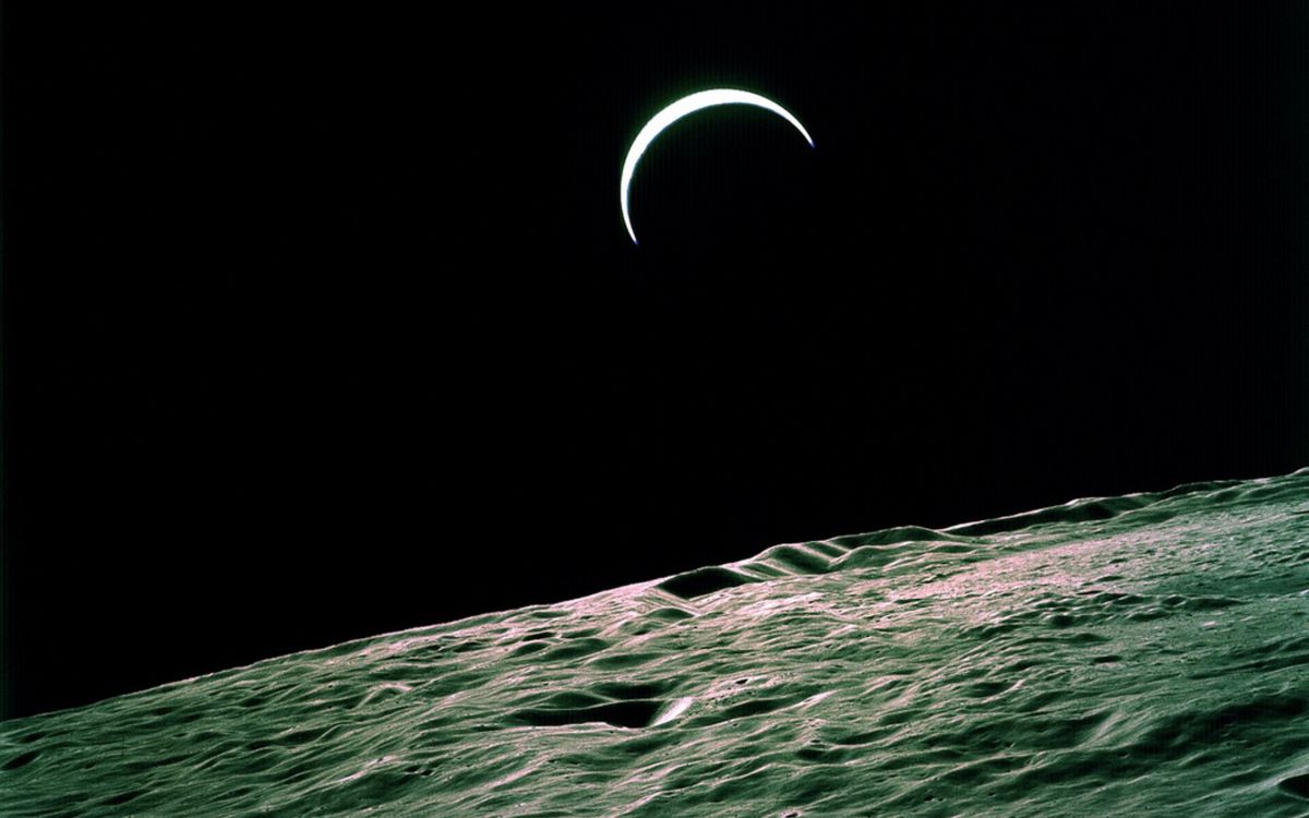 Earth's Crest Over the Lunar Horizon Space Wallpaper | Space