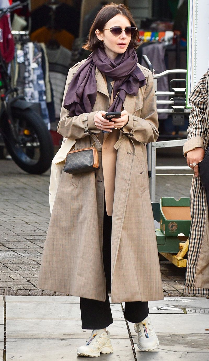 Lily Collins Wore Salomon It Sneakers With an Elegant Outfit | Who What ...