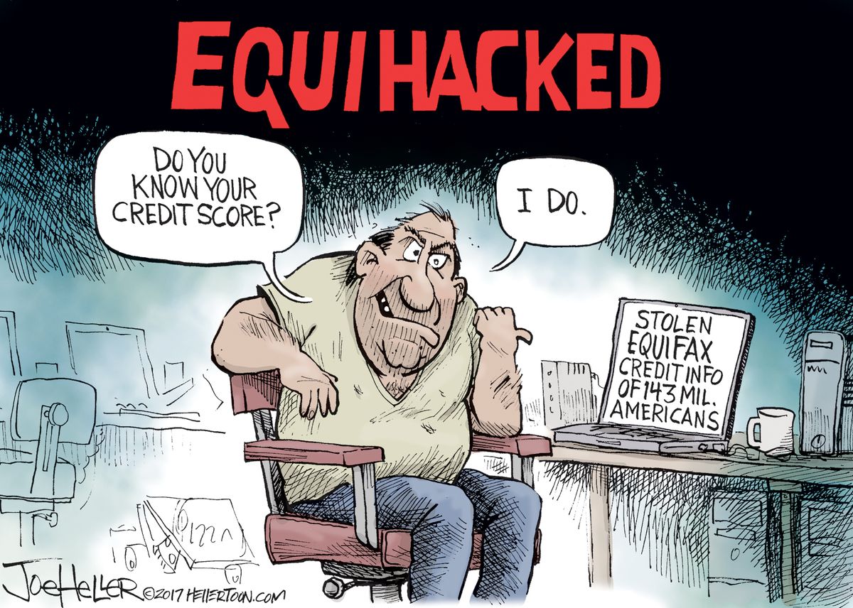 Editorial cartoon U.S. Equifax hackers cybersecurity | The Week