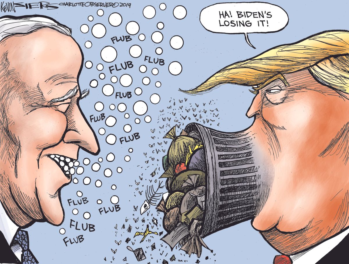 Political Cartoon U.S. Trump Biden Gaffes and Flubs Racism Trash ...