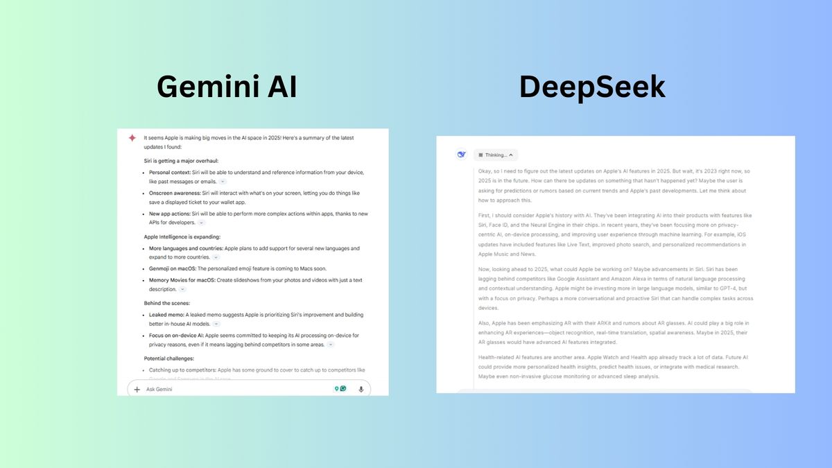 I tested DeepSeek and Gemini AI with 7 prompts — here's the surprising ...