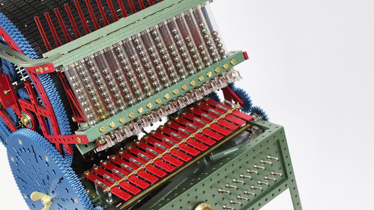 This miniature tribute to the Marble Machine X is a mechanical, Meccano ...