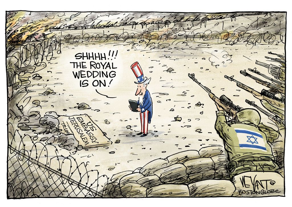 Political cartoon U.S. Israel Palestine Jerusalem embassy royal wedding ...